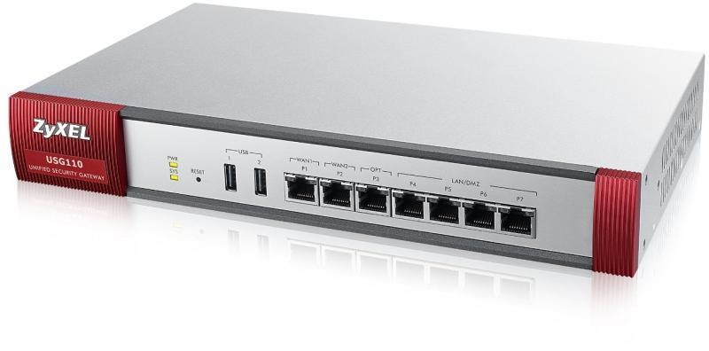 Защитна стена ZYXEL USG110 UTM BDL, 10/100/1000, 4x LAN/DMZ, 2x WAN ...